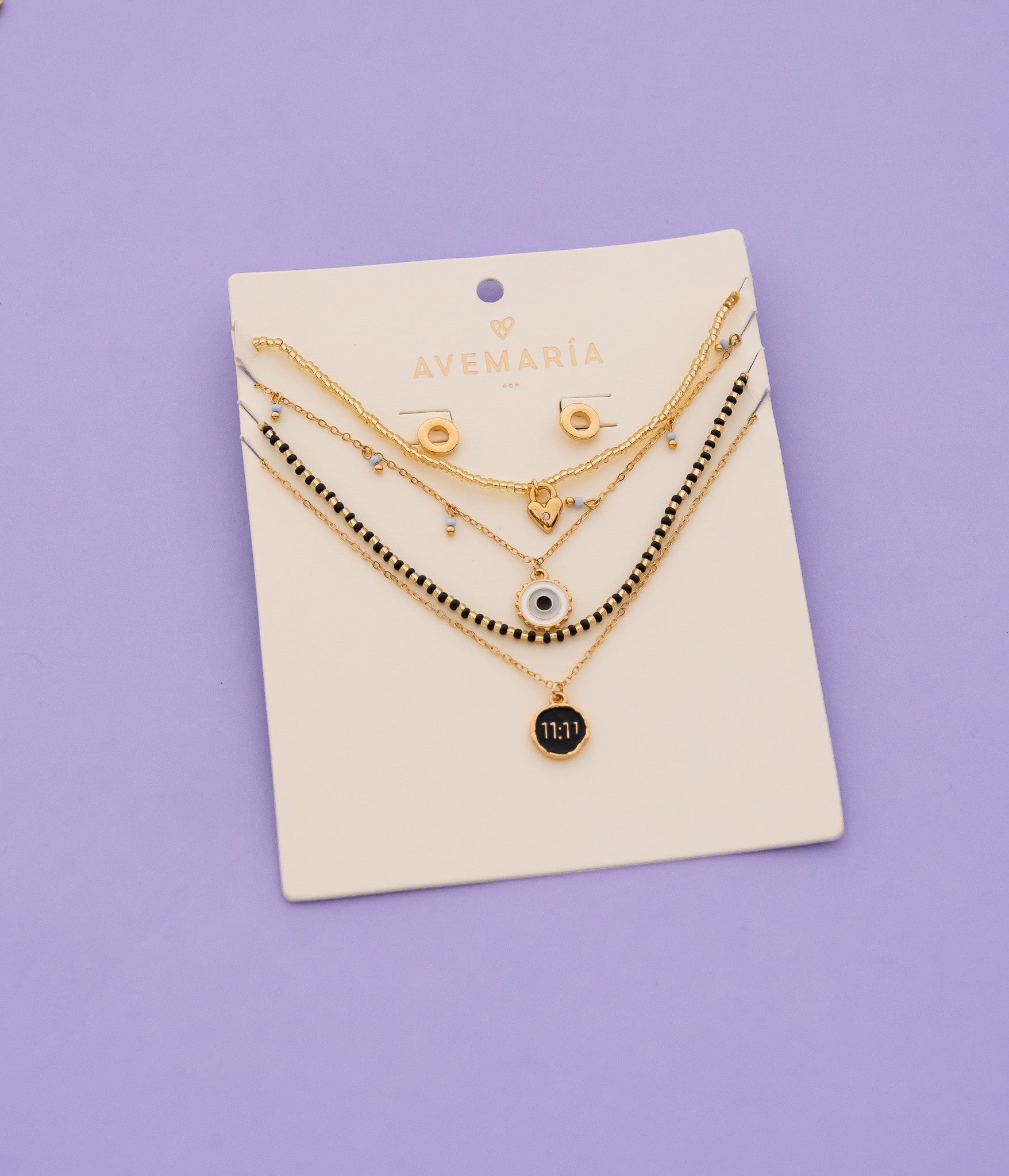 Set De 2 Collares Con Dijes Varios + Aretes – Tienda Marvi