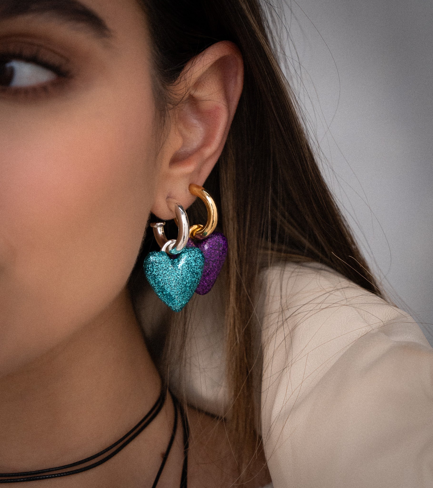 Candongas Plateadas 2 En 1 Escarcha Turquesa – Tienda Marvi